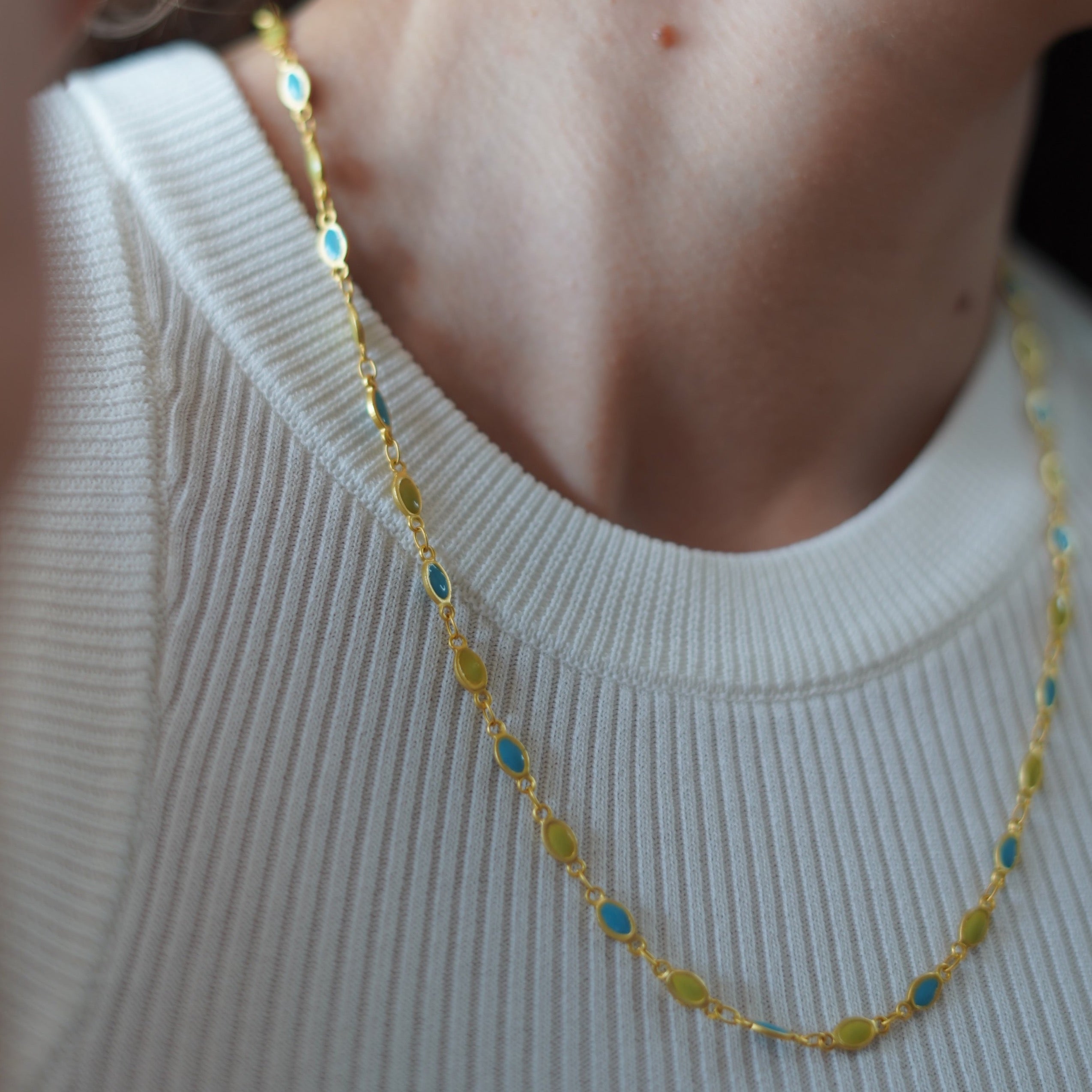 Good Vibes Neon Enamel Float Chain – she ela jewel